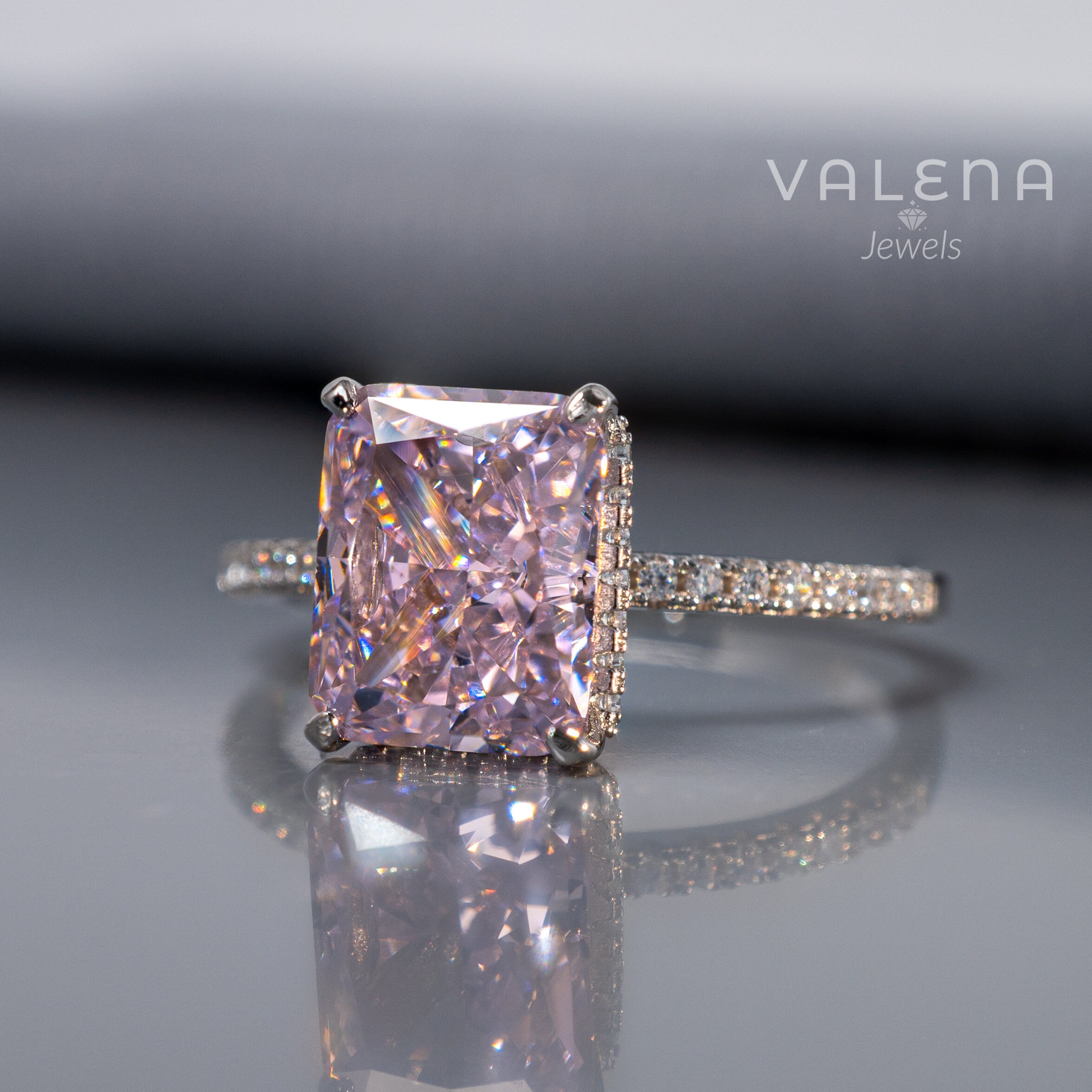 Sparkling Pink CZ Gem Ring 925 Silver Rings CZ Ring Pink - Etsy