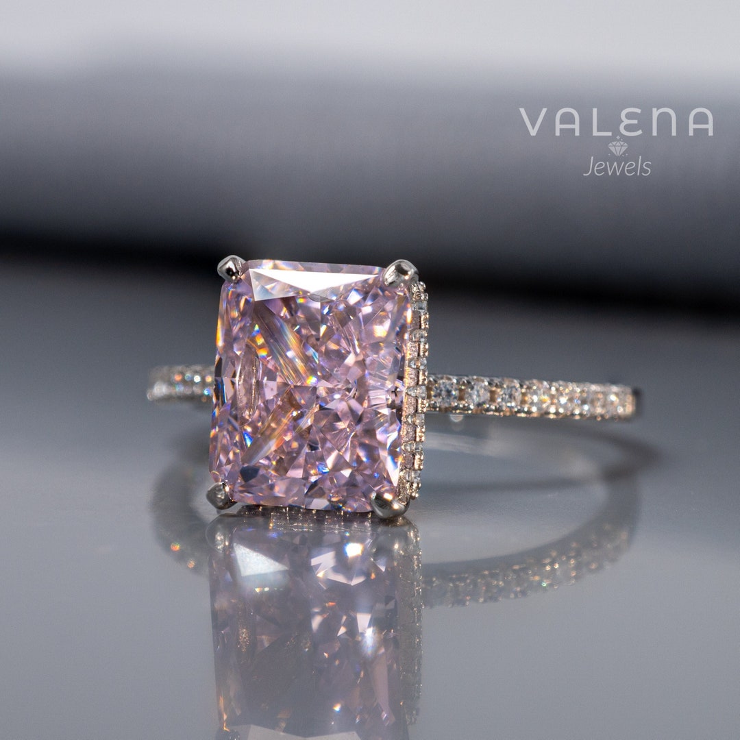 Sparkling Pink CZ Gem Ring 925 Silver Rings, CZ Ring, Pink Stone Ring ...
