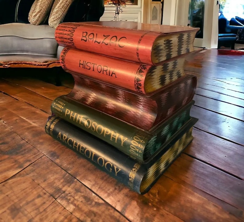 Vintage 1950s Gump's Stack of Books Table W/ Storage Made in Italy Hand ...