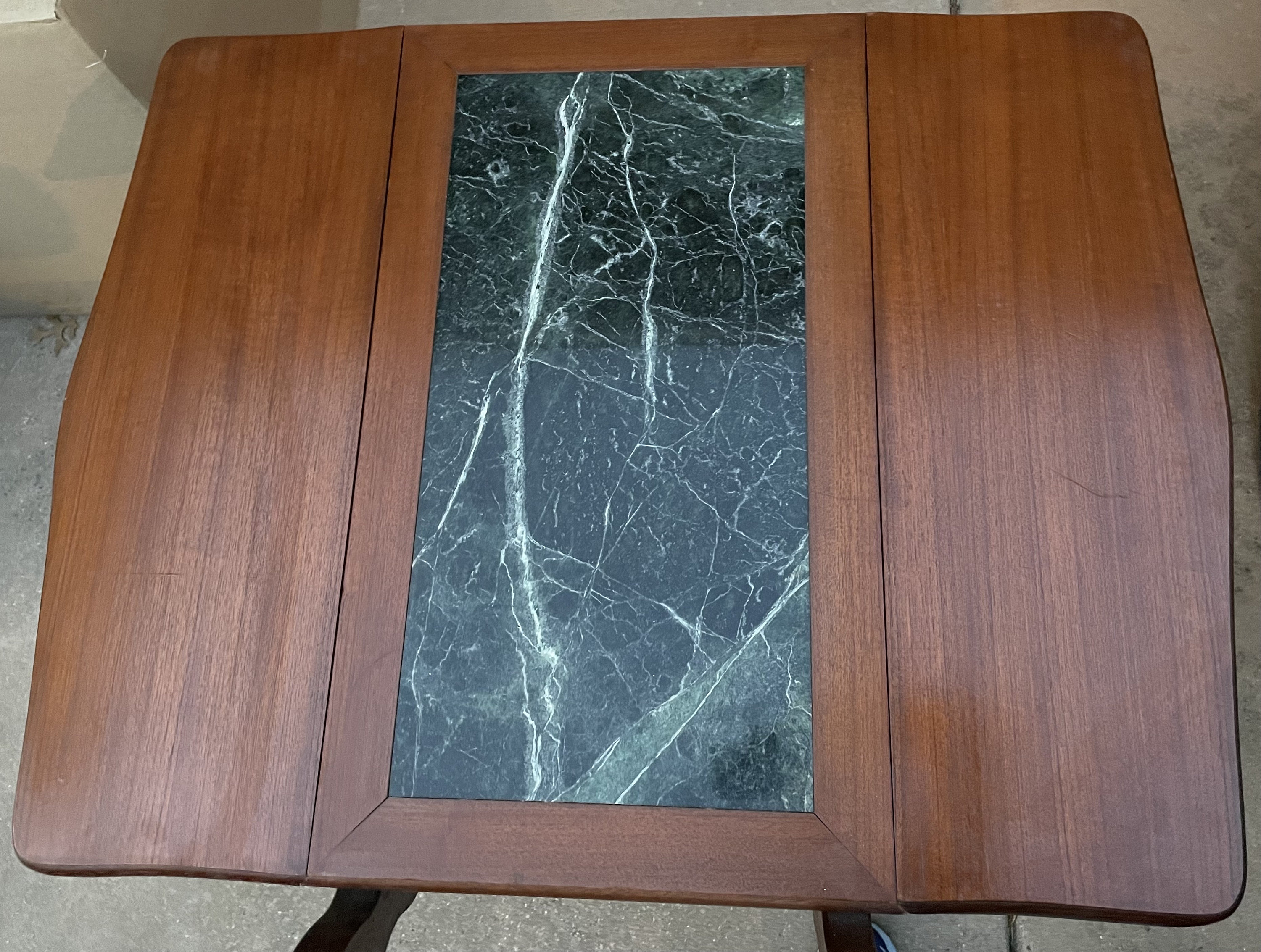 Teak Wood/marble Inlay Tea Cart, Bar Cart, Victorian Tea Cart, Spoke ...