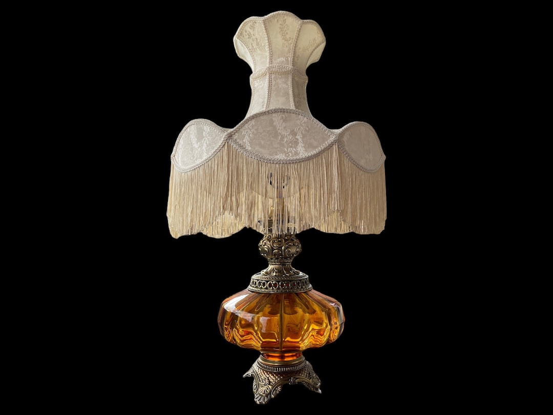 Antique M.C. GIM644 WW2 Amber Glass Globe Brass Lamp Stunning French ...