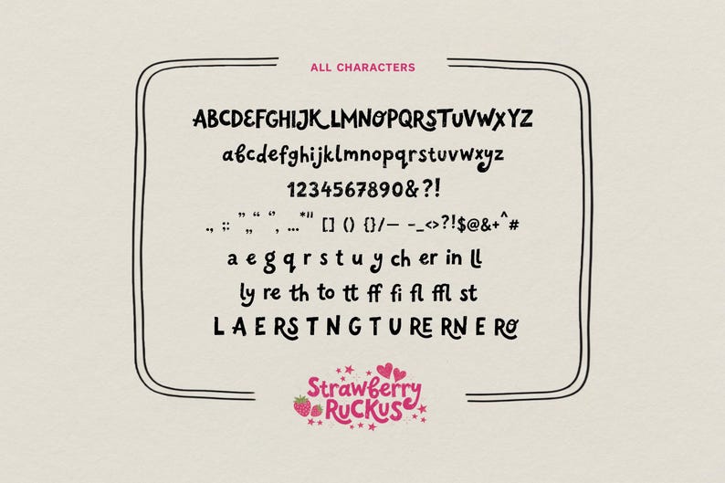 Strawberry Ruckus - Girly Kawaii Textured Display Font - Etsy