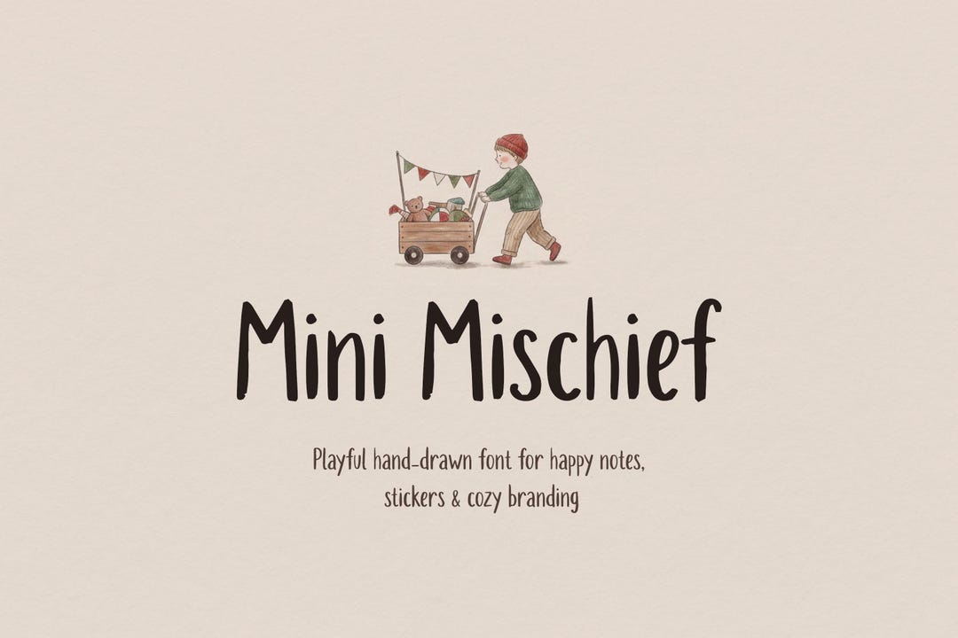 Mini Mischief Font | Cute Hand Drawn Kids Font | Playful Doodle ...