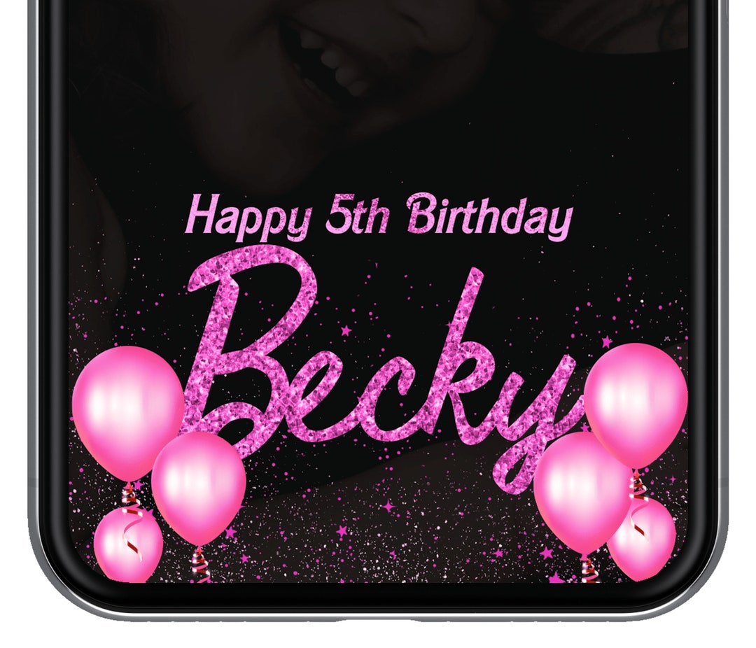 5th Birthday Party Filter, Glitter Birthday Filter Snap Chat, Pink ...