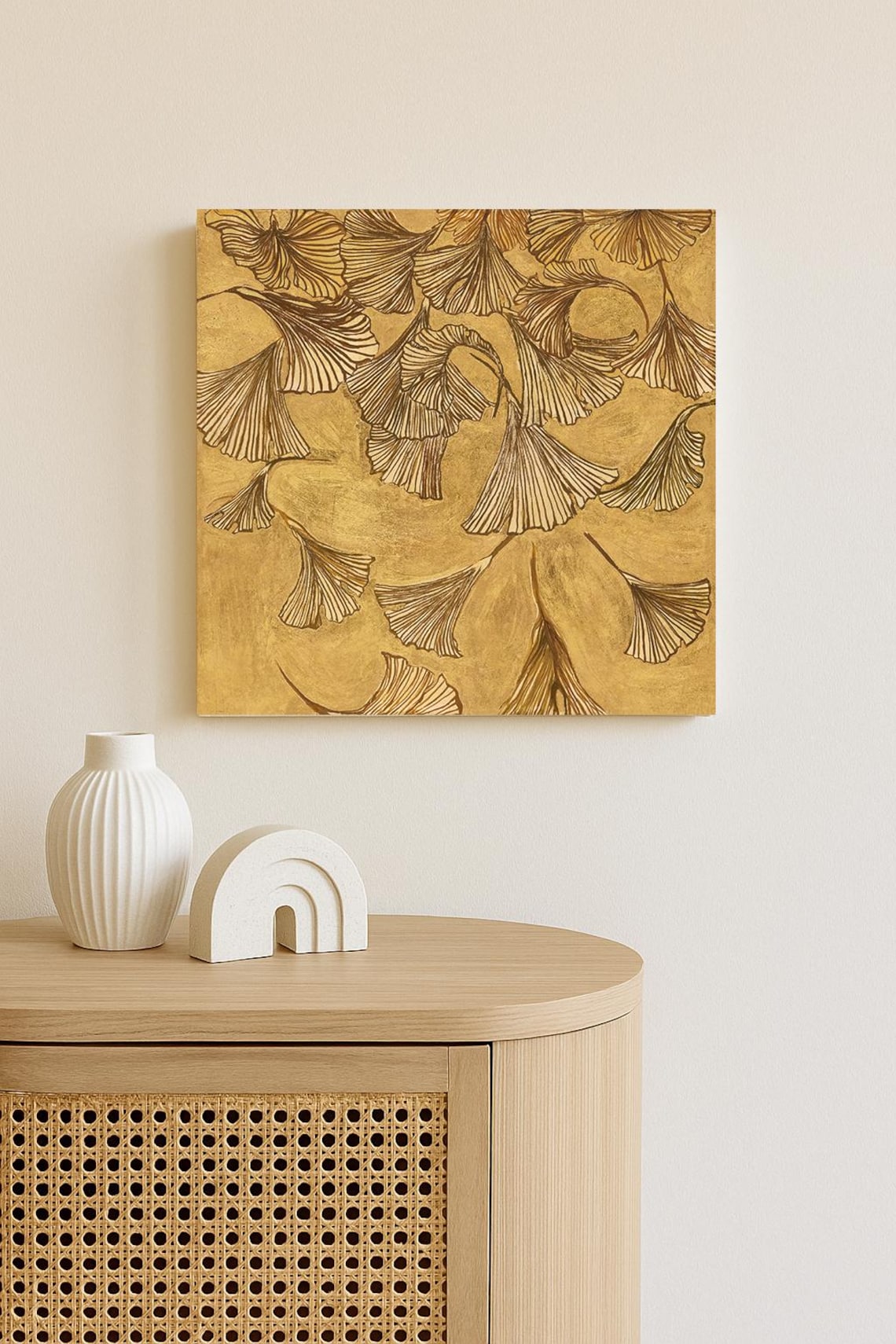 Gold Ginkgo Leaf Wall Art, Elegant Botanical Printable, Metallic Nature ...