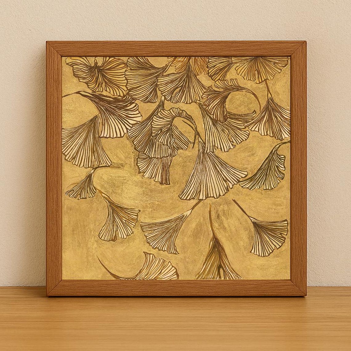 Gold Ginkgo Leaf Wall Art, Elegant Botanical Printable, Metallic Nature ...