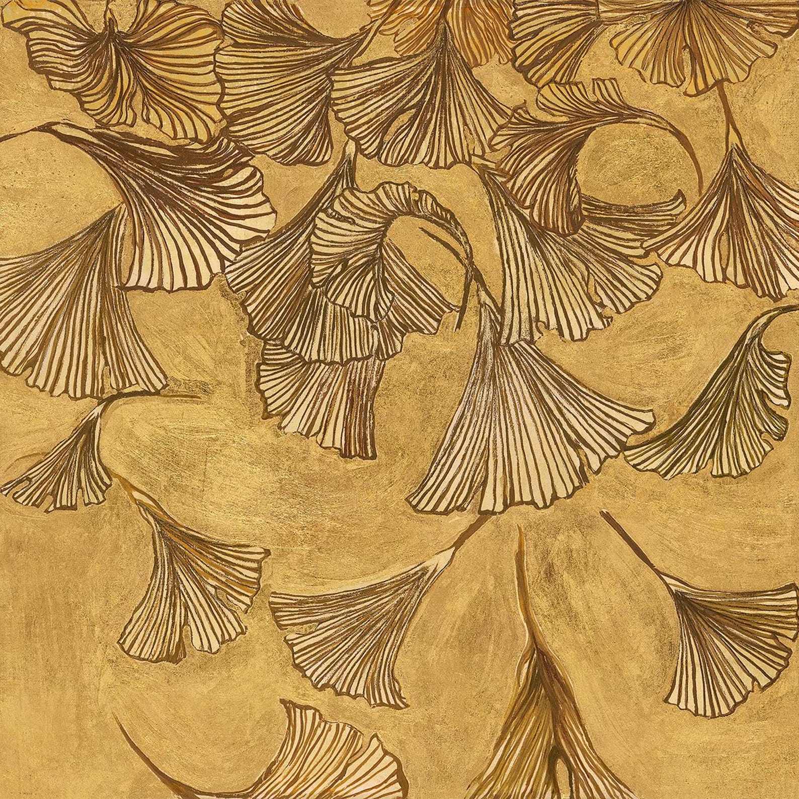 Gold Ginkgo Leaf Wall Art, Elegant Botanical Printable, Metallic Nature ...
