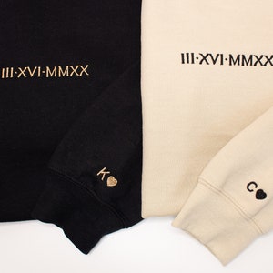 Custom Embroidered Date Sweatshirt | Custom Anniversary Sweater | Roman ...