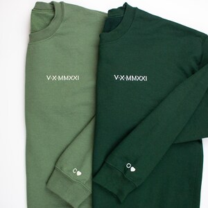 Custom Embroidered Date Sweatshirt | Custom Anniversary Sweater | Roman ...