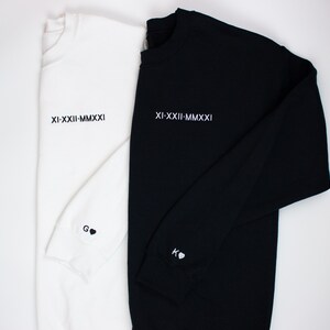 Custom Embroidered Date Sweatshirt | Custom Anniversary Sweater | Roman ...