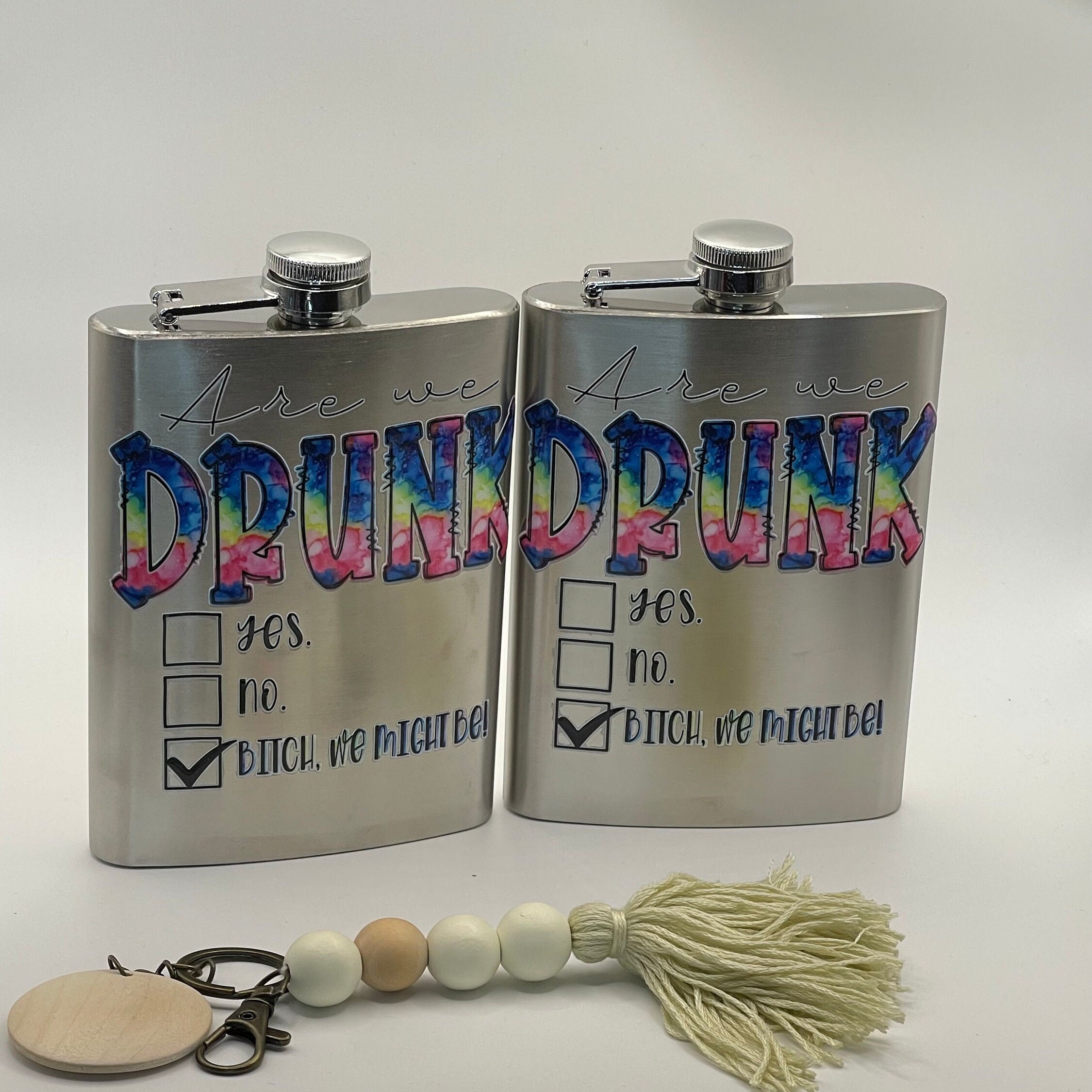 Custom are We Drunk Yet Flask Set set of 2 Stainless Steel Flasks - Etsy