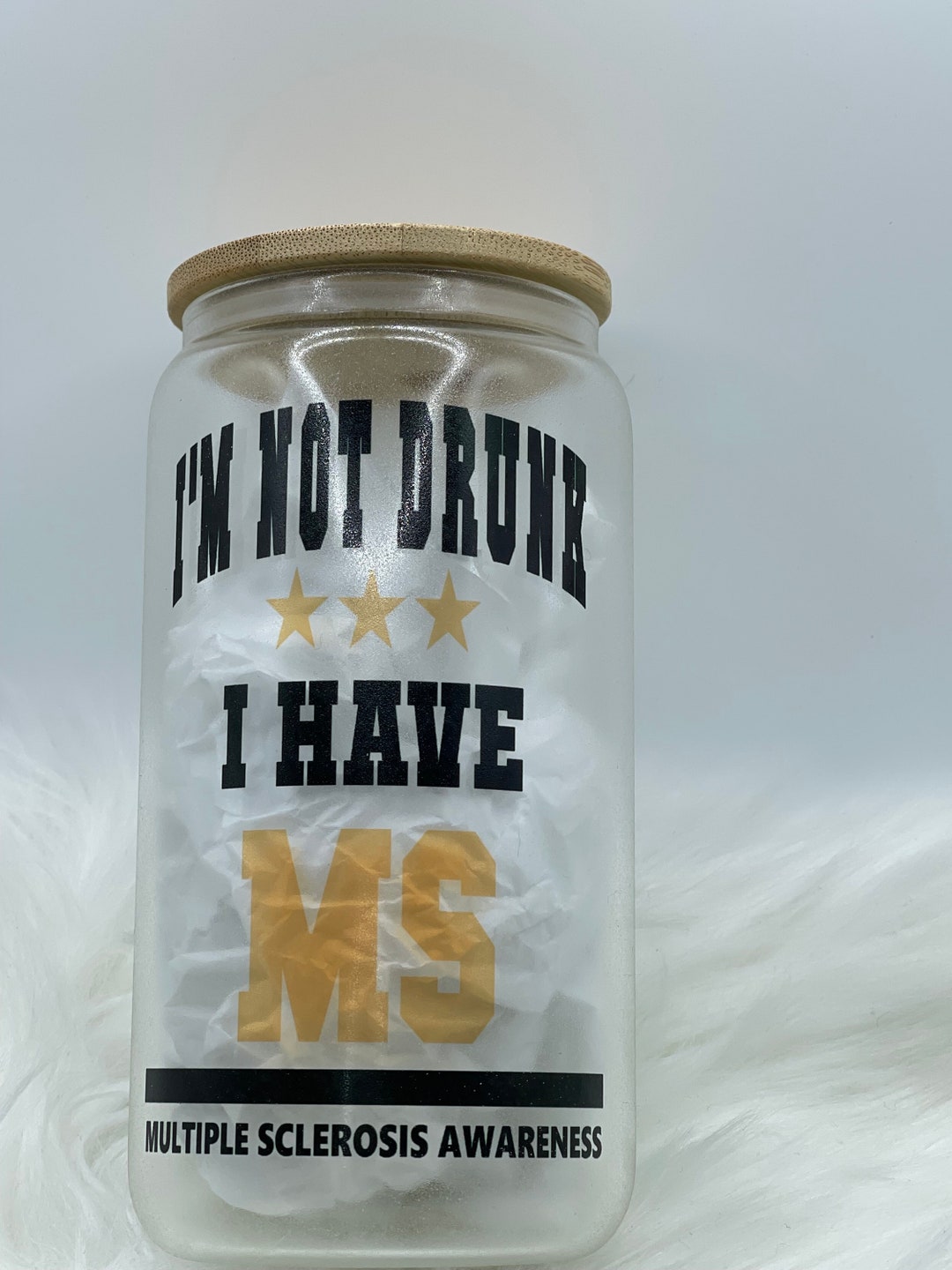 16oz Multiple Sclerosis Glass Cup With Lid and Straw - Etsy