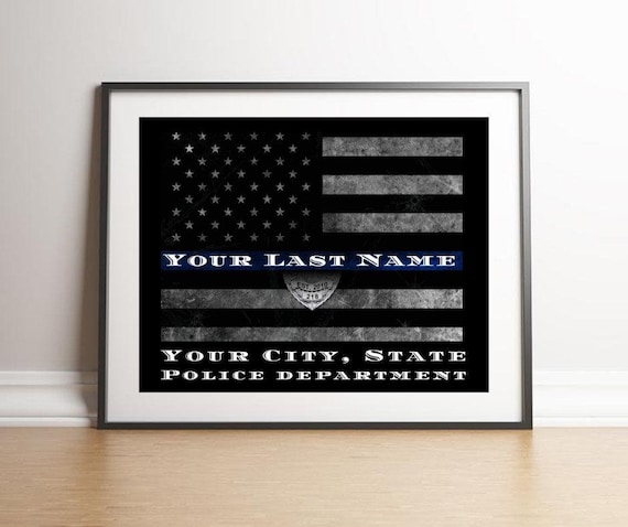 Personalized Canvas The Symbolic Thin Blue Line US Flag Law Enforcement ...