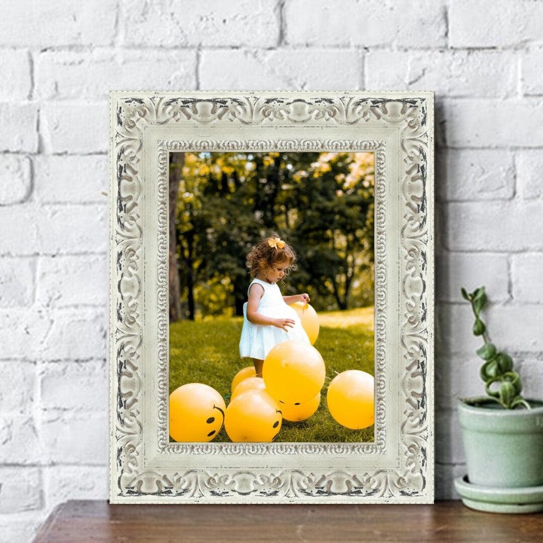 Distressed Aged White Wash Wood Picture Frame - 4 Inch Wide - Etsy