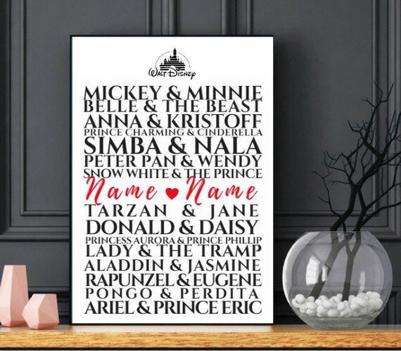Custom Disney Art Print Disney Anniversary Gift Gift for - Etsy