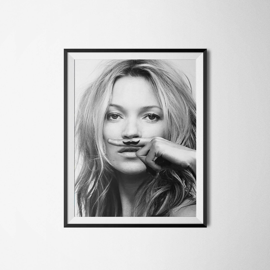 Kate Moss 'mustache' Poster: Black and White Fashion Art Print - Etsy
