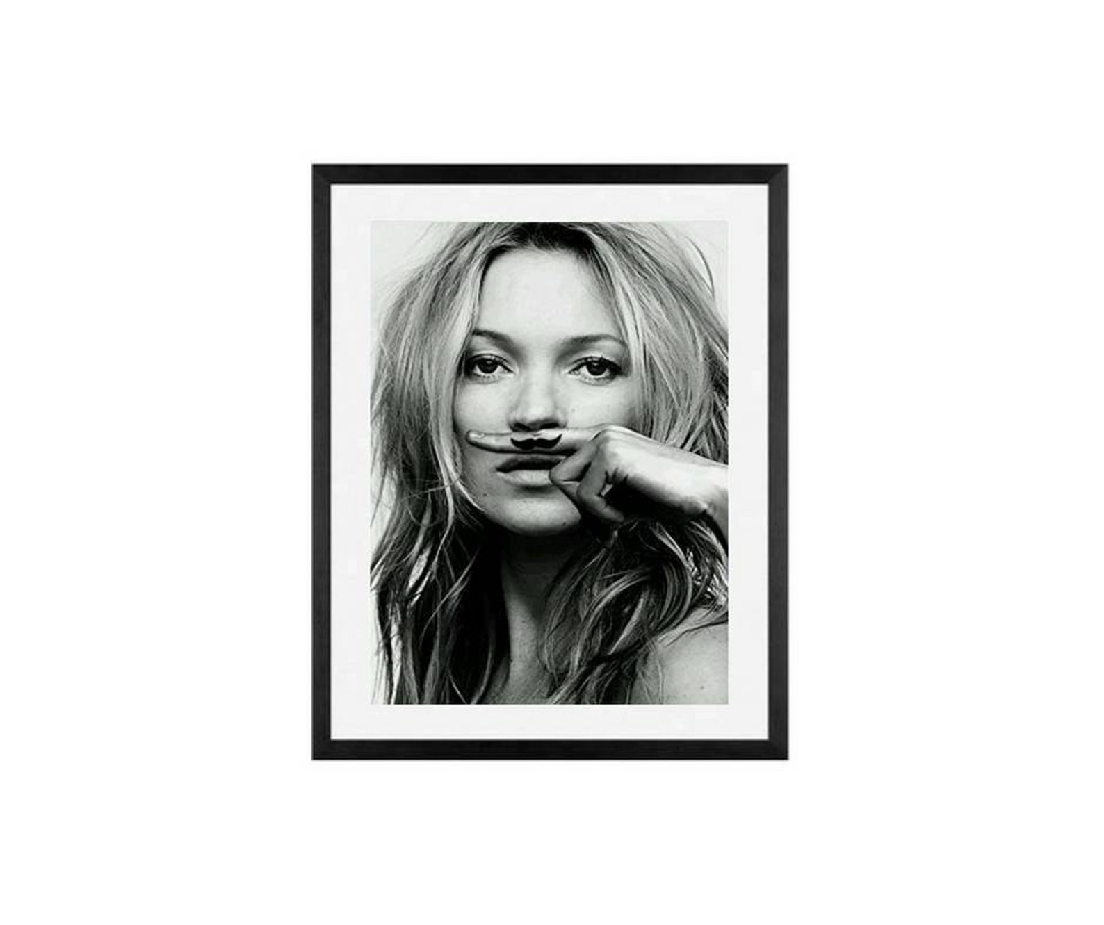 Kate Moss 'mustache' Poster: Black and White Fashion Art Print - Etsy