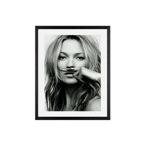 Kate Moss 'mustache' Poster: Black and White Fashion Art Print - Etsy UK