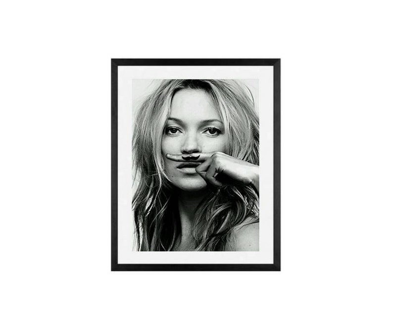 Kate Moss 'mustache' Poster: Black and White Fashion Art Print - Etsy
