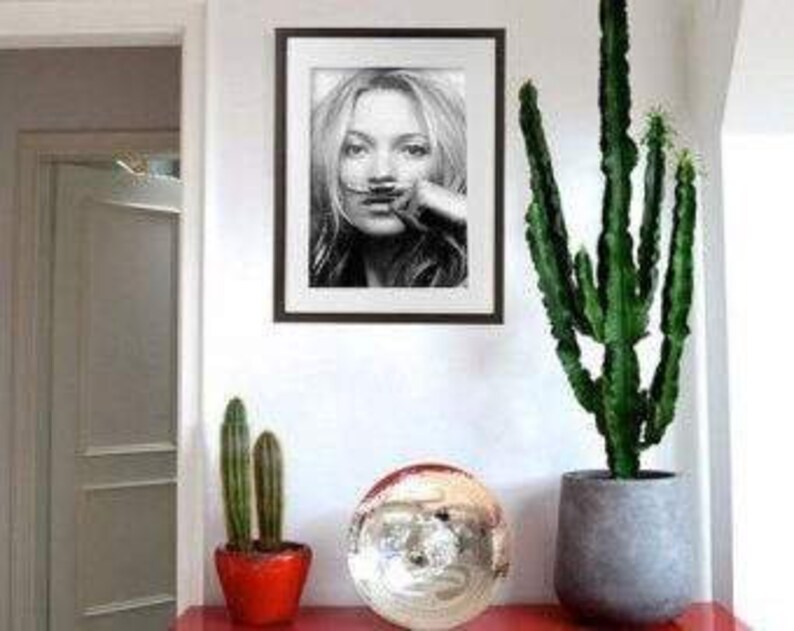Kate Moss 'mustache' Poster: Black and White Fashion Art Print - Etsy UK
