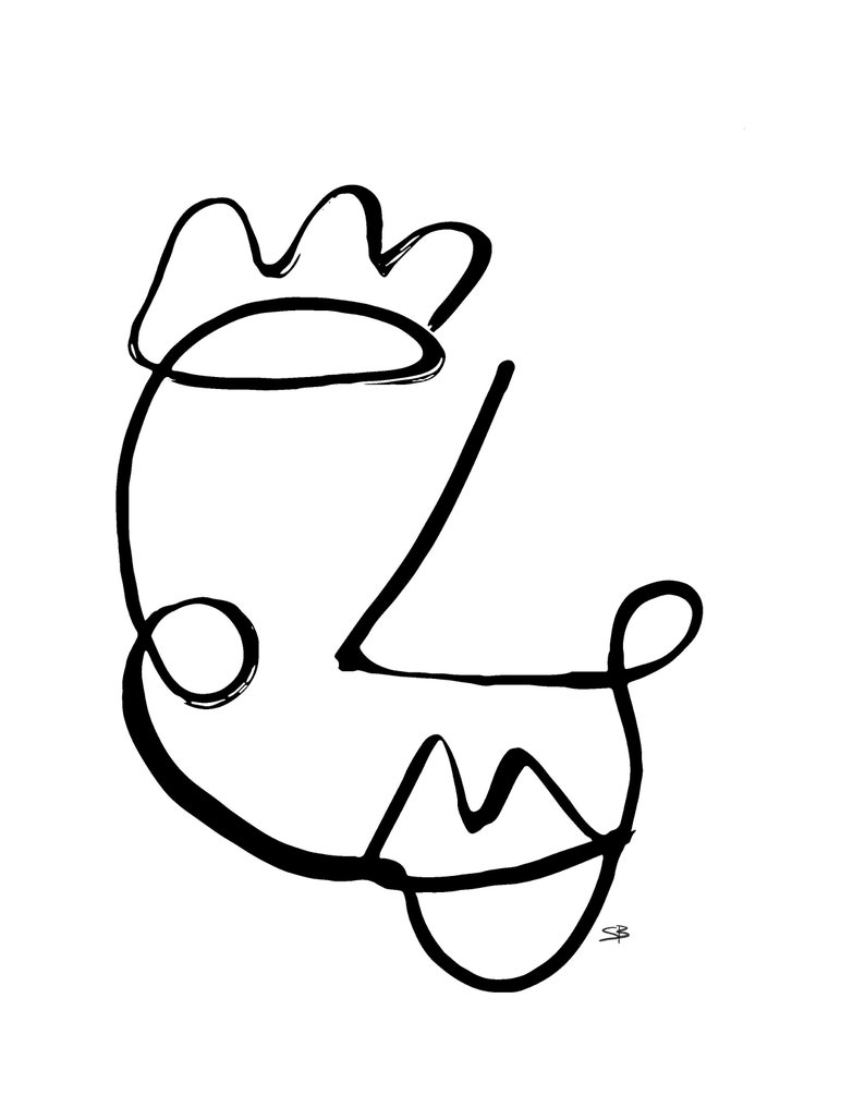 Abstract One Line Drawing Face Printable Line Art Single - Etsy
