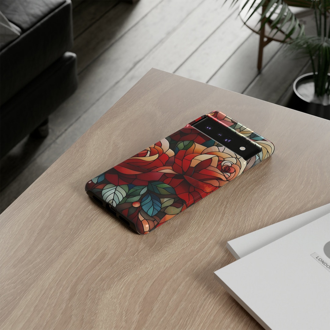 Red Rose Stained Glass Pattern iPhone Max Case, Tough Phone Cases ...