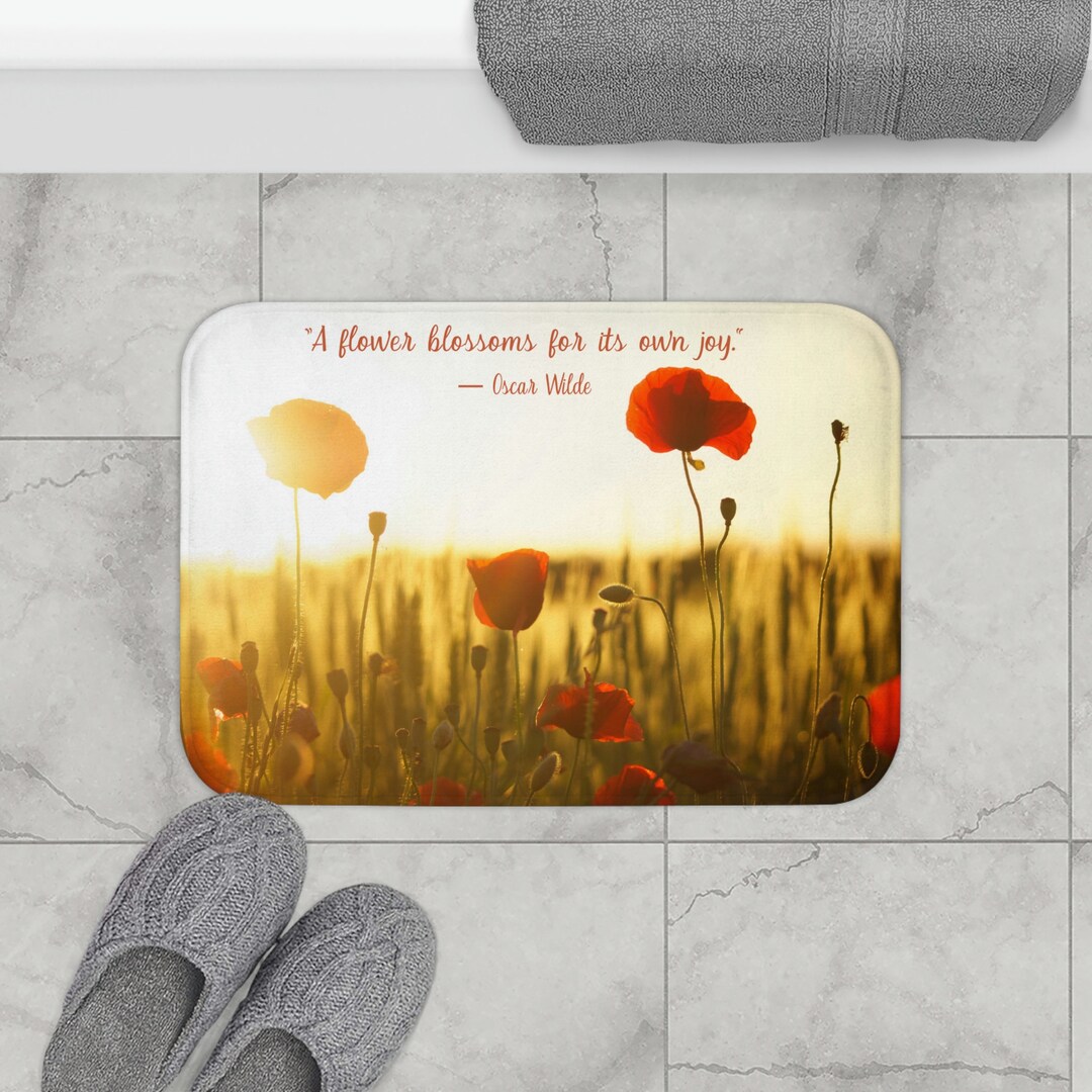 Poppy Field Bathroom Mat, Bath Mat With Poppies for Mom, Wild Flower ...