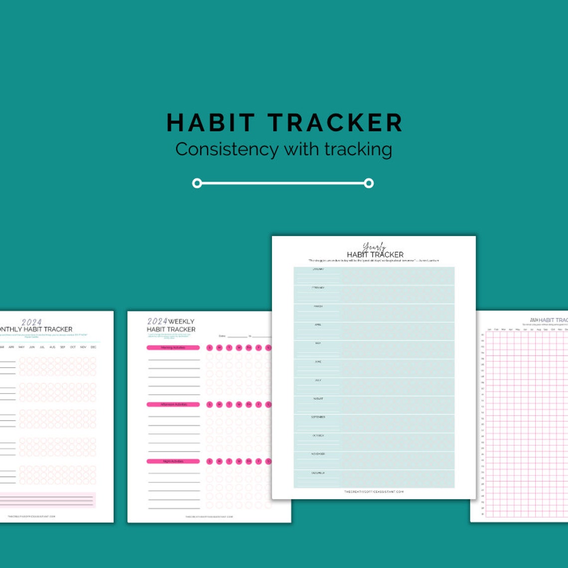 Habit Tracker, Tracker, 2024 Accountability Chart, Yearly Planner ...