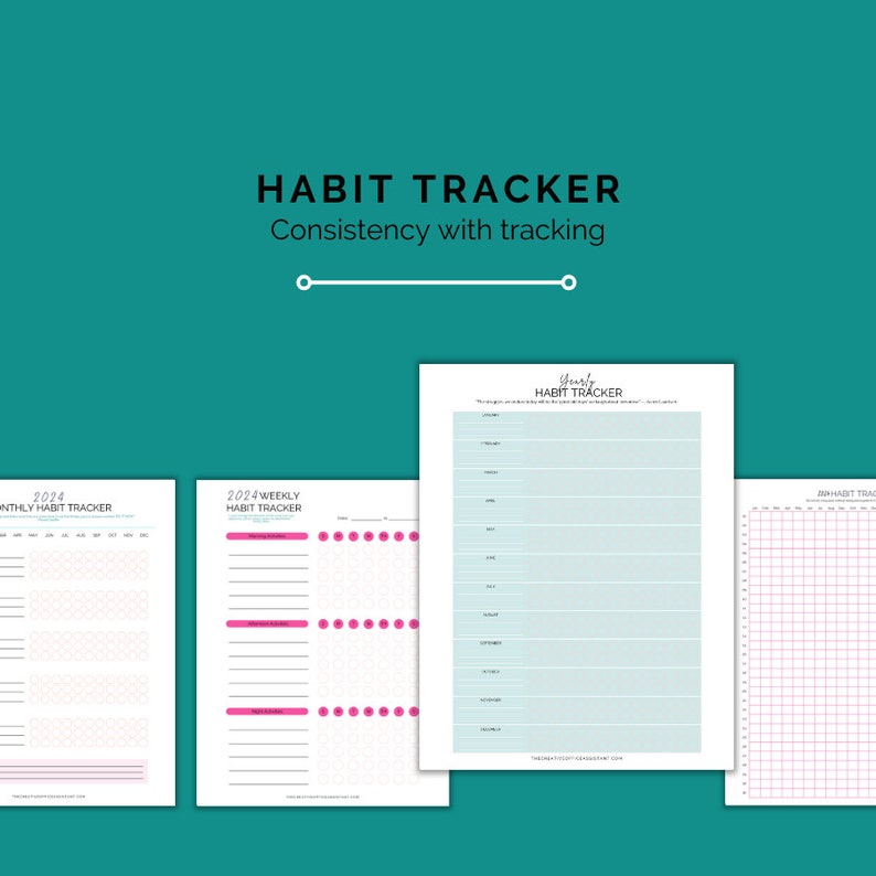 Habit Tracker, Tracker, 2024 Accountability Chart, Yearly Planner ...