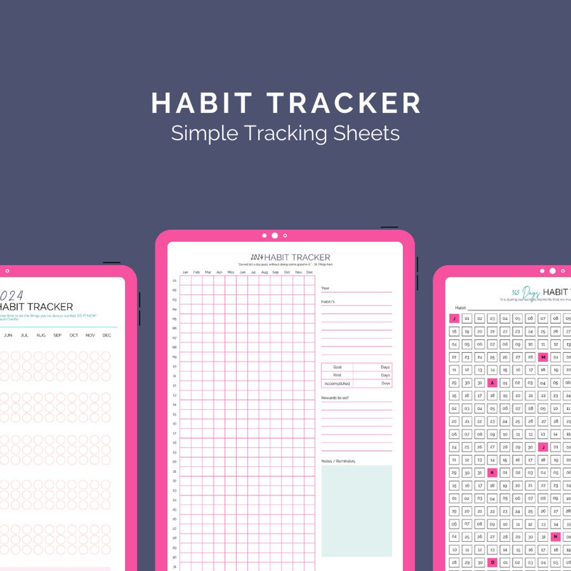 Habit Tracker, Tracker, 2024 Accountability Chart, Yearly Planner ...