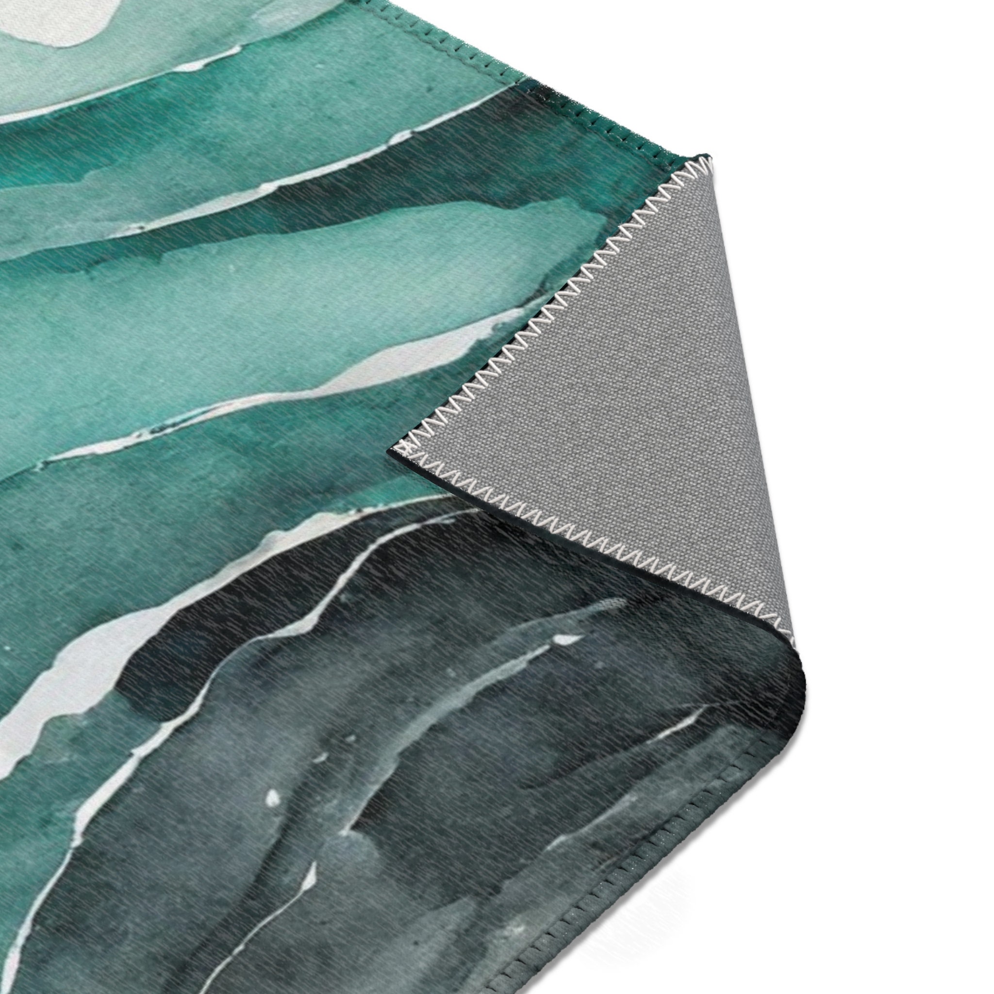 Teal Abstract Modern Contemporary Wave Area Rug Home Decor - Etsy