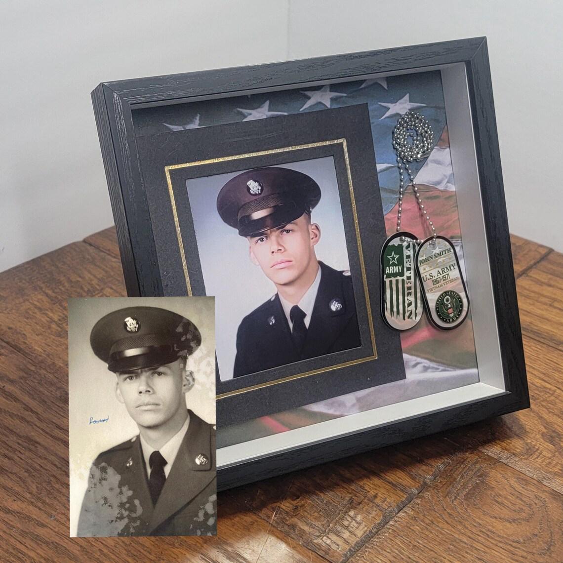 Military Veterans Memorial Photo Restorations / Dogtags Gift Shadow Box ...