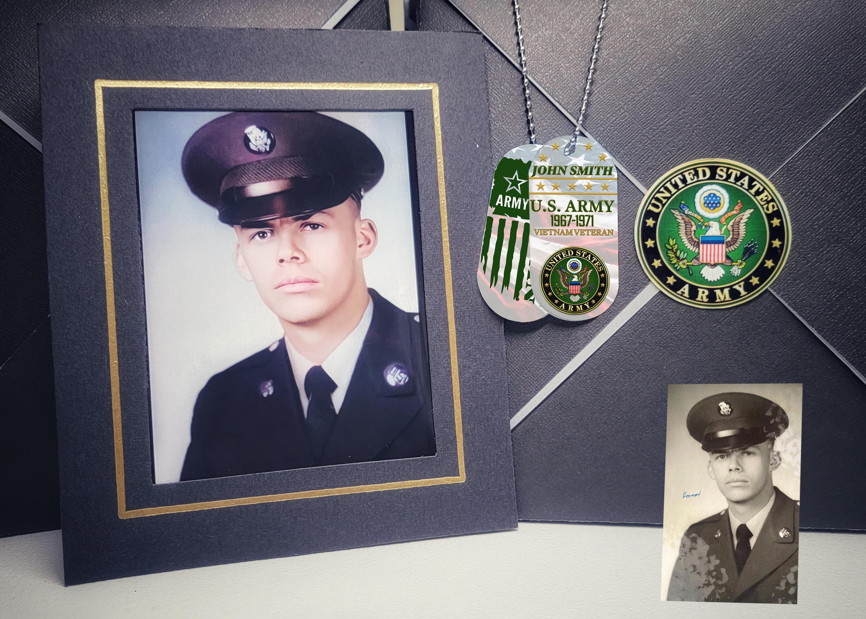 Military Veterans Memorial Photo Restorations / Dogtags Gift Shadow Box ...