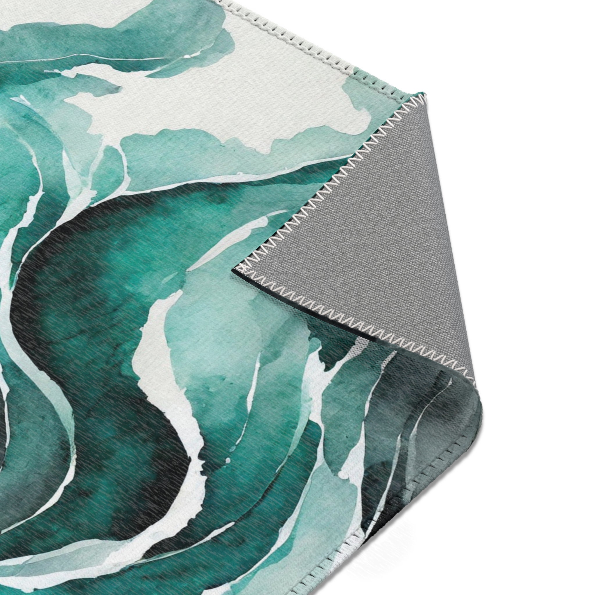 Teal Abstract Modern Contemporary Wave Area Rug Home Decor - Etsy