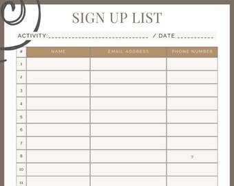 Potluck Sign up Sheet Minimalist Sign up Sheet - Etsy