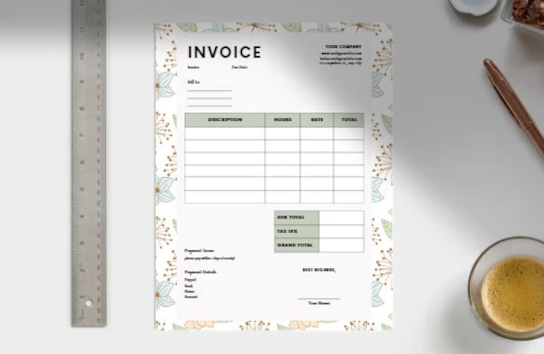 Work Invoice, Minimalist Invoice, Cute, Spring Invoice - Etsy