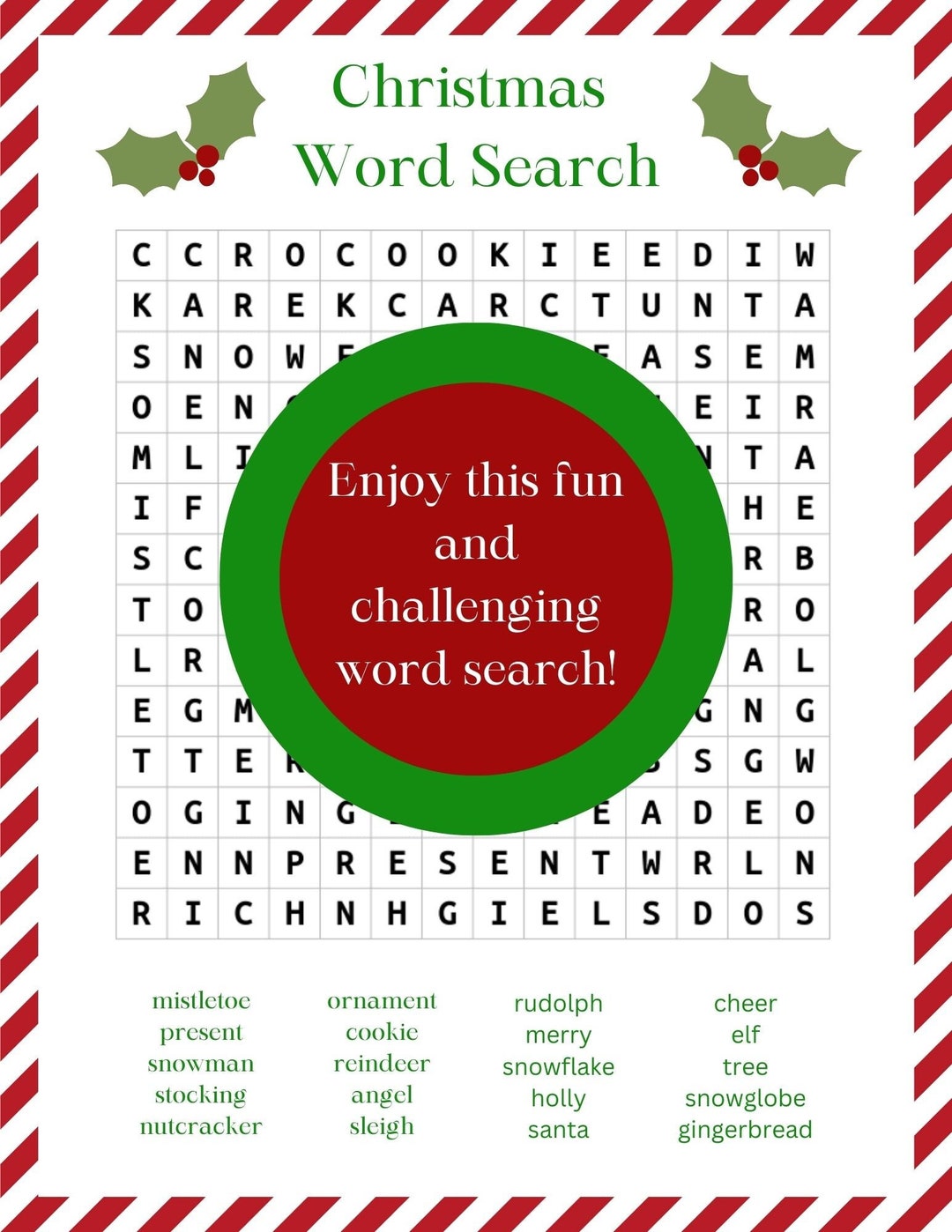 Christmas Word Search, Christmas Games, Holiday Games, Holiday - Etsy