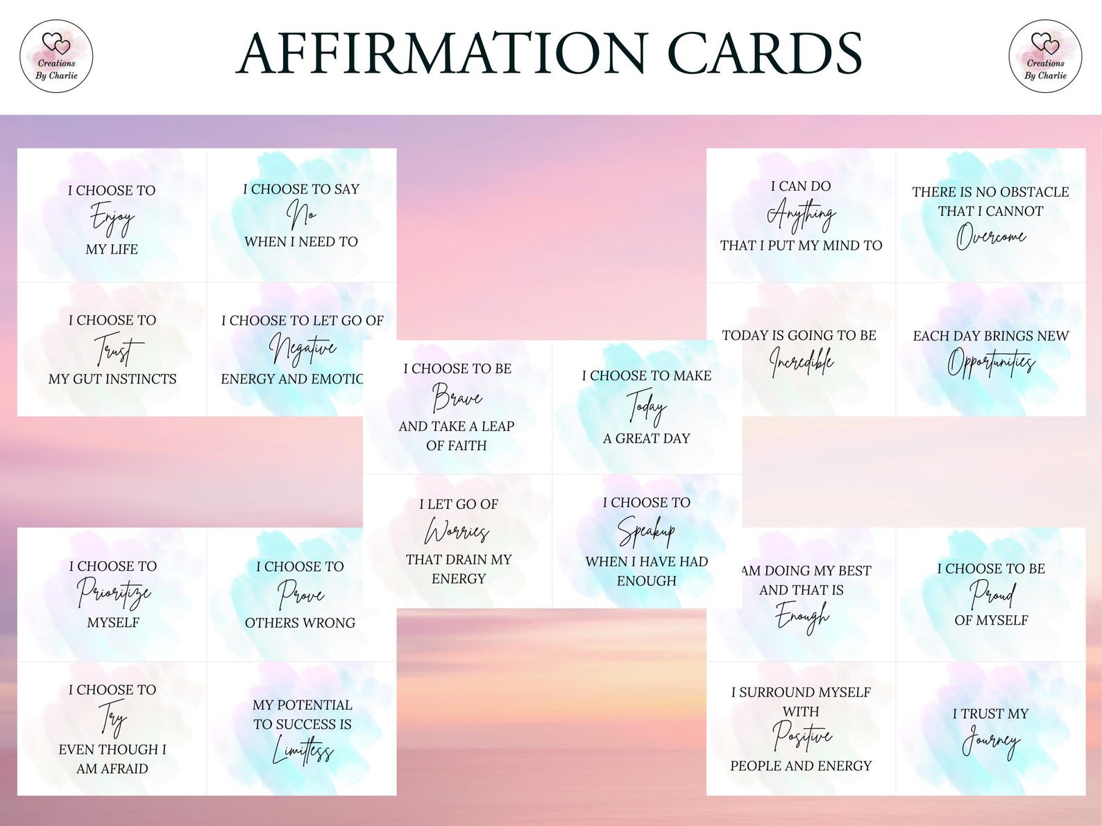 Positive Affirmation Cards, Instant Printable Download, DIGITAL - Etsy