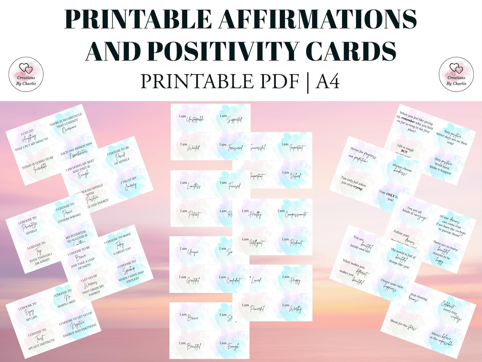 Positive Affirmation Cards, Instant Printable Download, DIGITAL - Etsy