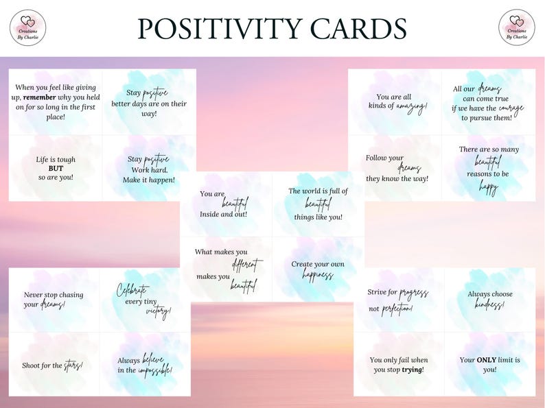 Positive Affirmation Cards, Instant Printable Download, DIGITAL - Etsy