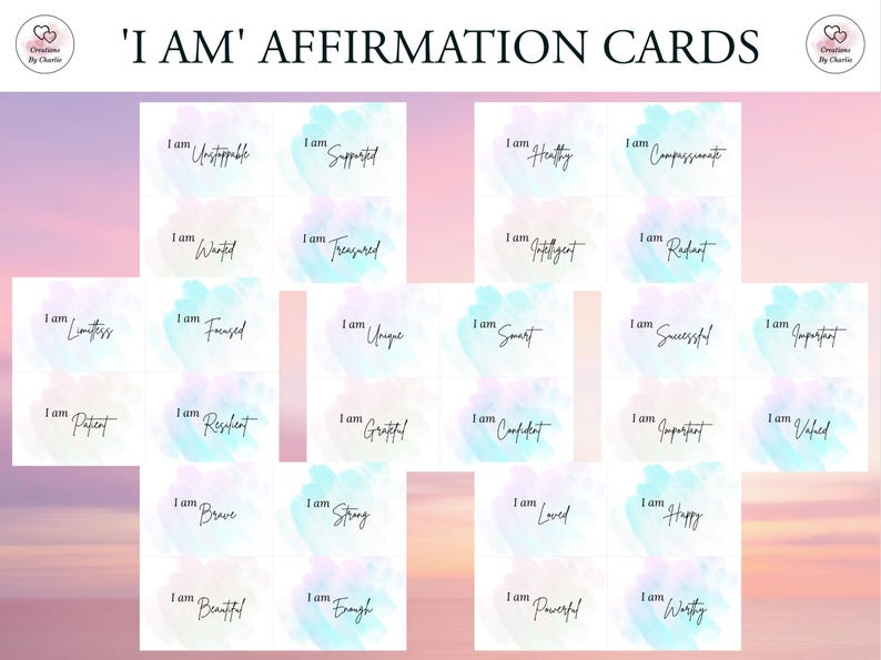 Positive Affirmation Cards, Instant Printable Download, DIGITAL - Etsy