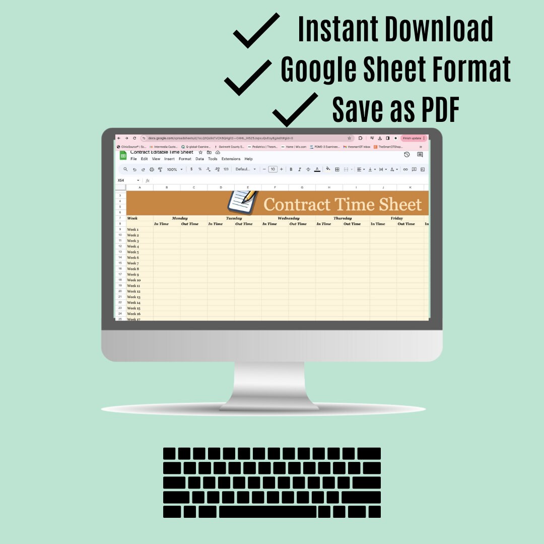 Employee Time Sheet Editable, Time Sheet, Printable Time Sheet, PDF ...