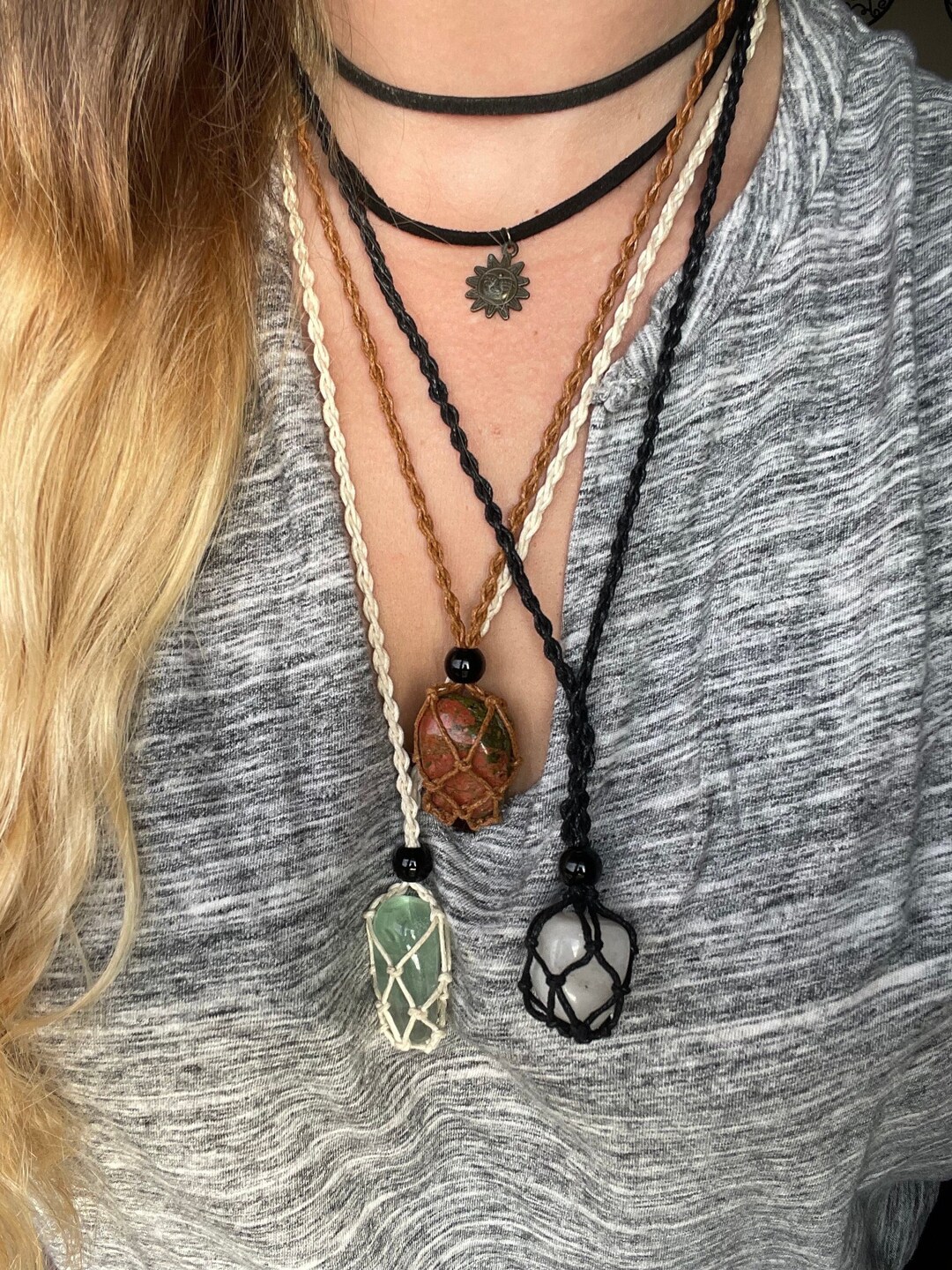 Woven Basket Waxed Hemp Interchangeable Adjustable Crystal Net - Etsy