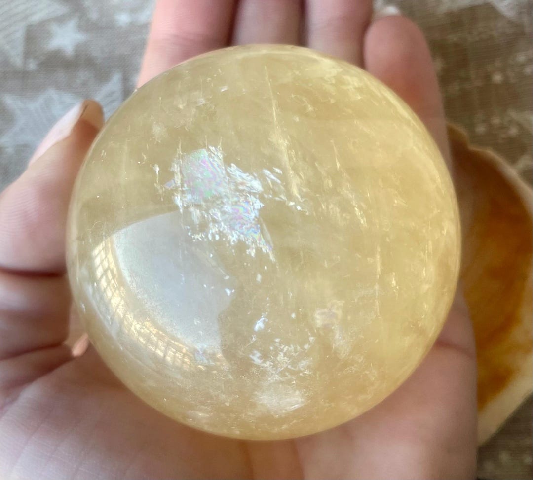 XL Honey Optical Calcite Crystal Sphere (approx 50-60mm) - Etsy