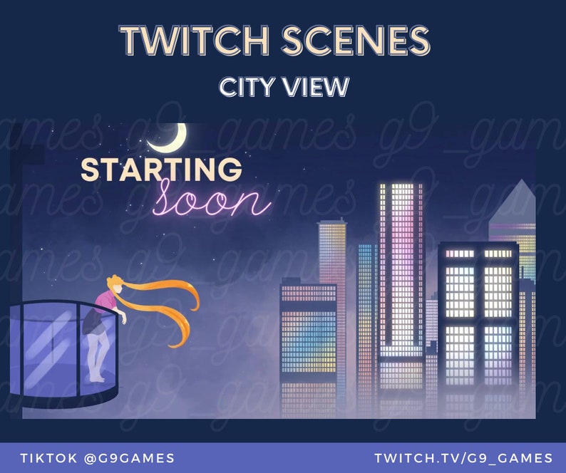 Animated Starry Sky Night City Sailor Moon Usagi Twitch Overlay Scenes ...