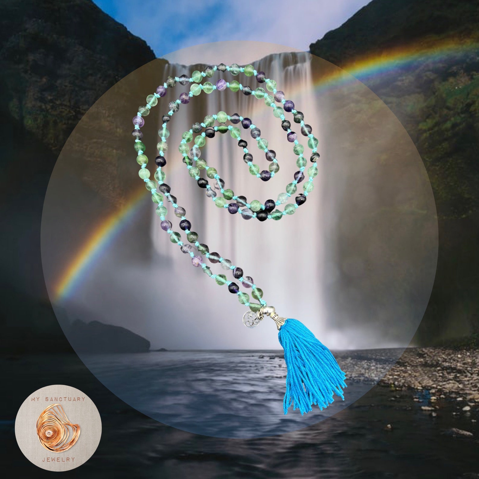 SHAUCHA 108 Colorful Fluorite Hand-knotted Mala Beads Necklace - Etsy