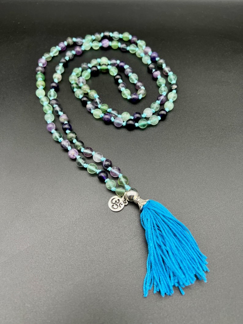 SHAUCHA 108 Colorful Fluorite Hand-knotted Mala Beads Necklace - Etsy