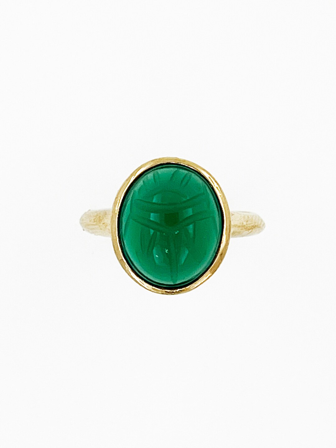 Emerald Scarab Ring in 10k Yellow Gold - Etsy