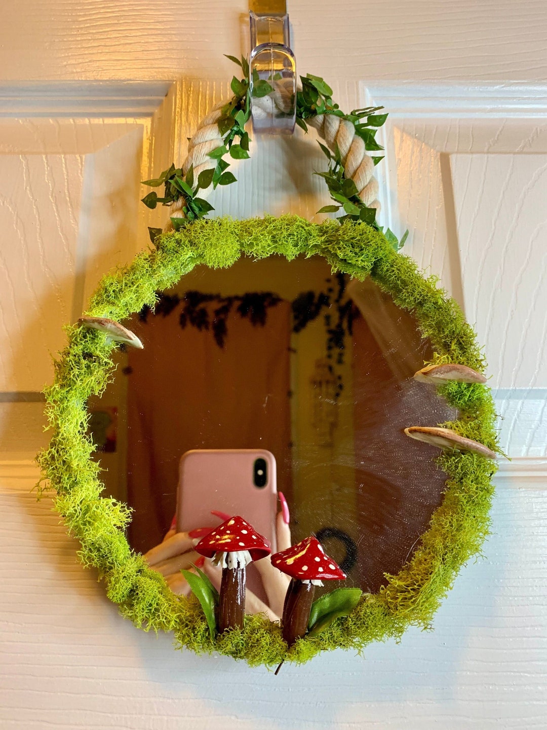 Mushroom Fairy Moss Mirror | Cottagecore | Unique Handmade Wall Mirror ...