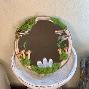 Enchanted Moss Forest Mushroom Mirror Mini Portal Handmade Cottagecore ...